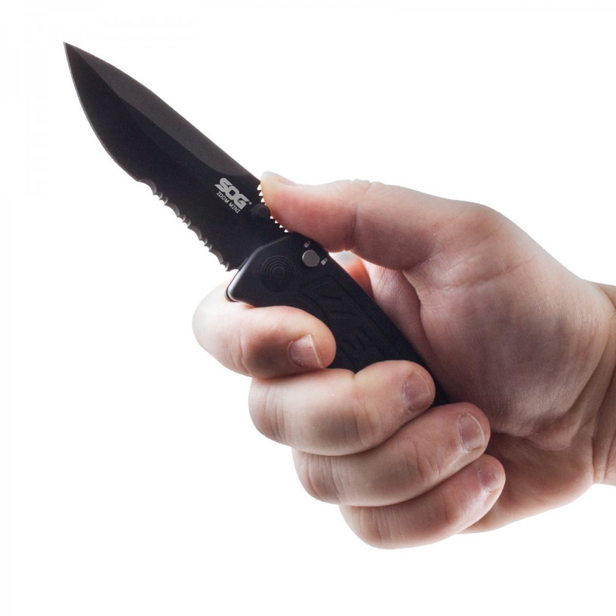 SOG Zoom Mini Partially Serrated - Black Tini